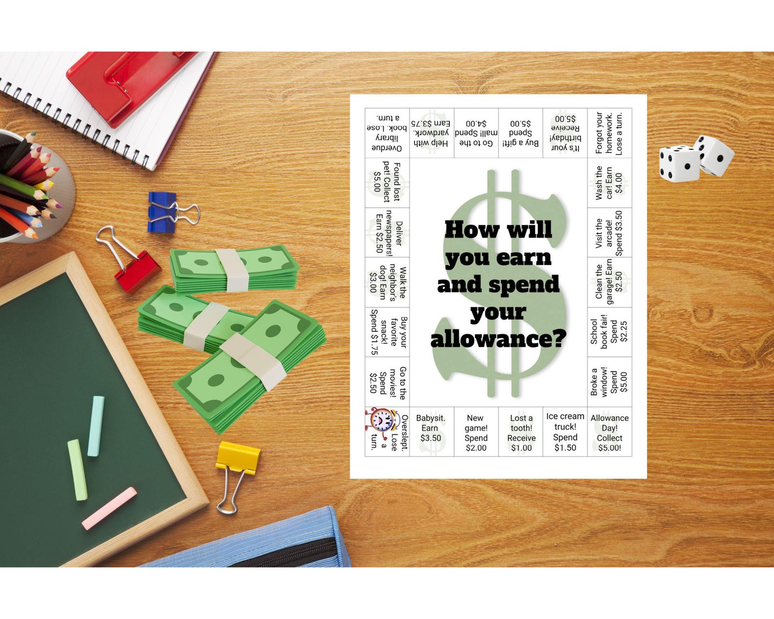 The Allowance Game - Printable File Folder Math Game to Practice Money ...