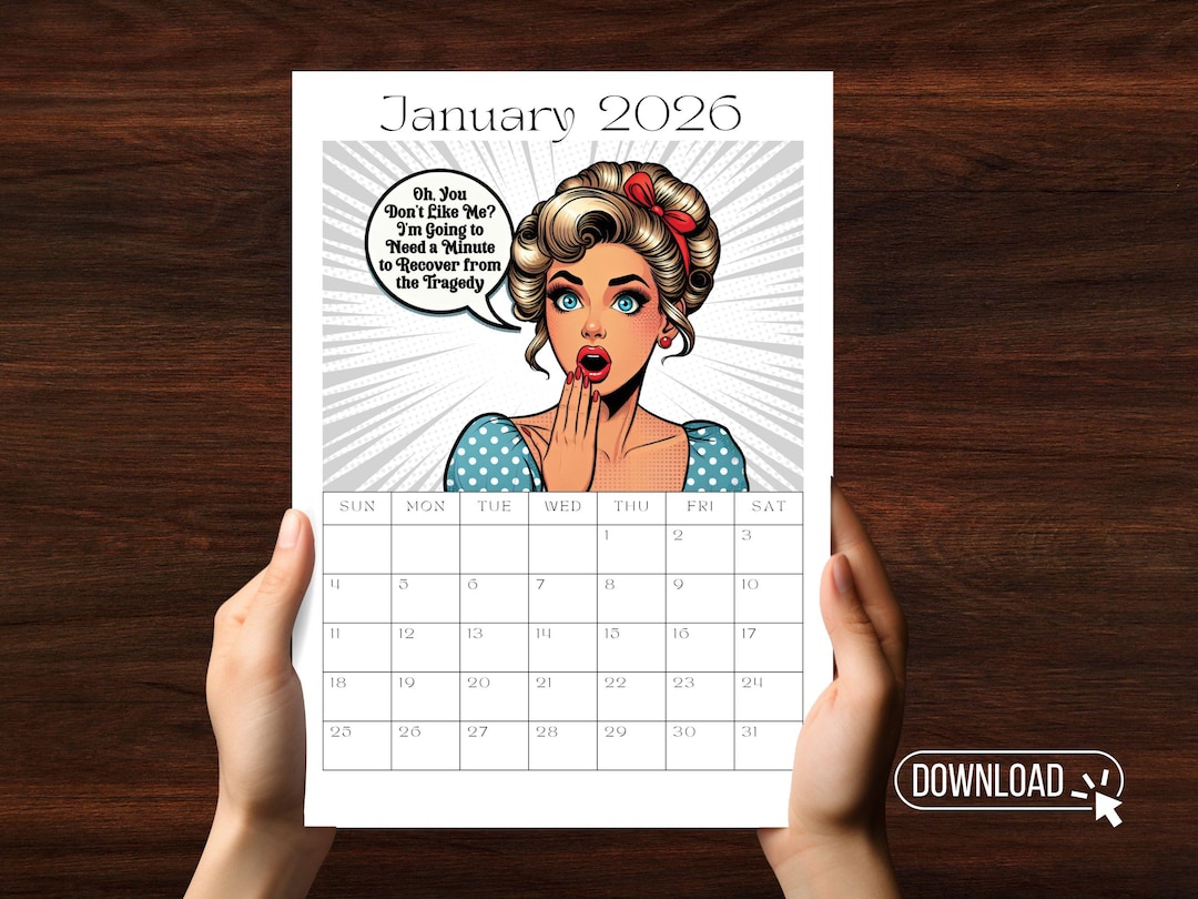 2026 Calendar - Printable Sassy Retro Girls Calendar With Comic Book ...