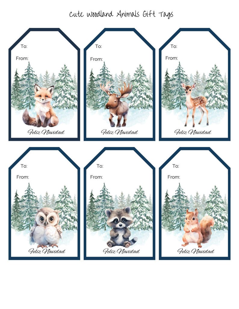 Printable Cute Woodland Animals Gift Tags - Etsy
