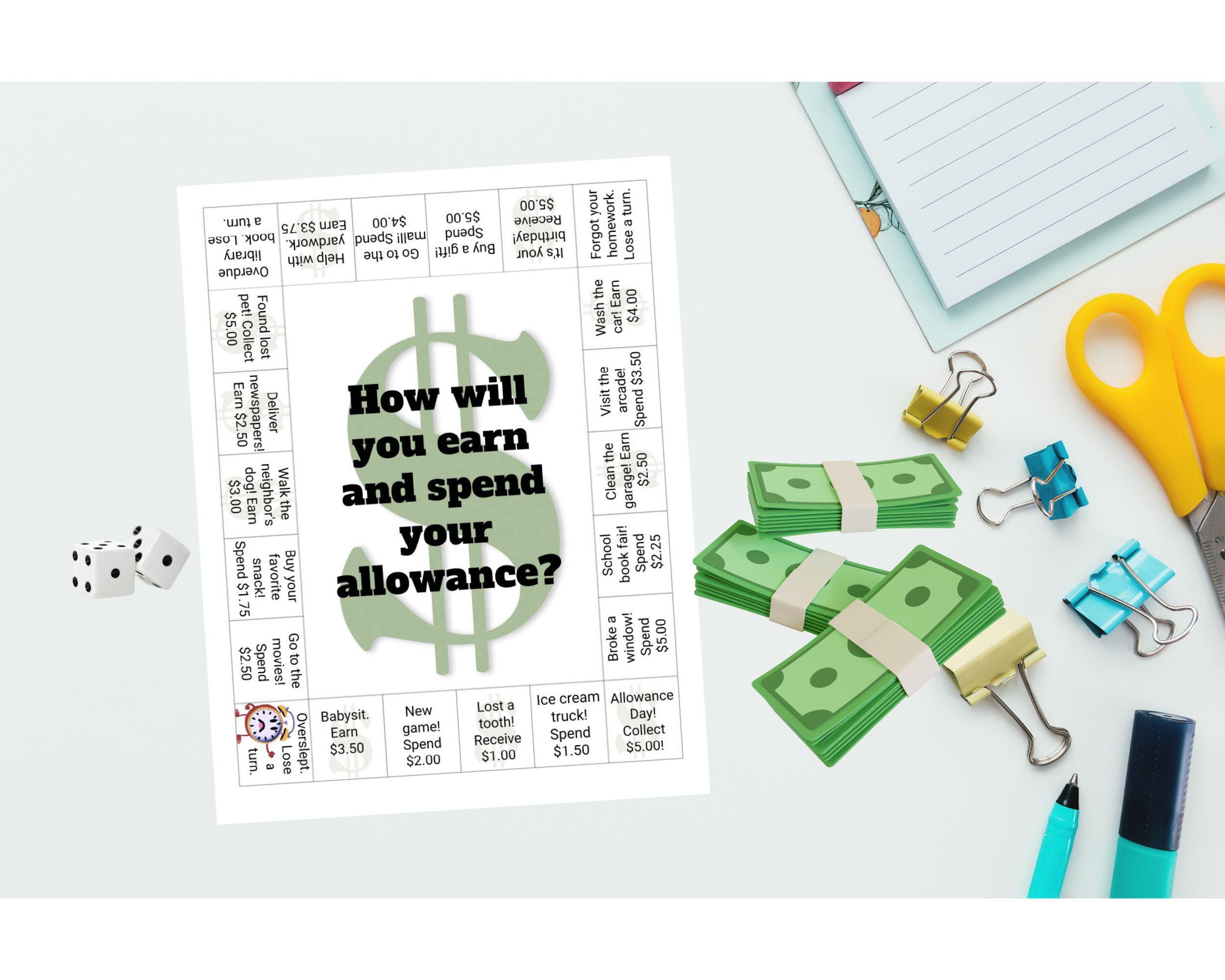 The Allowance Game - Printable File Folder Math Game to Practice Money ...