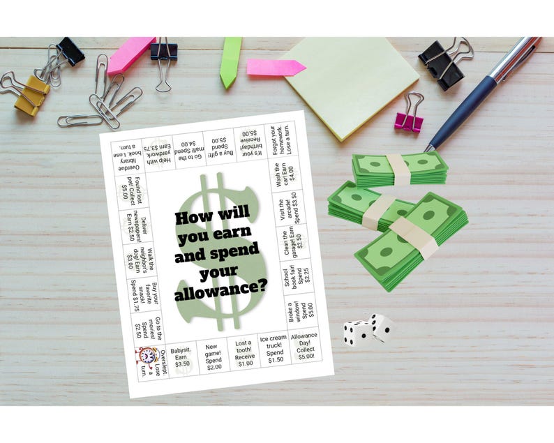 The Allowance Game - Printable File Folder Math Game to Practice Money ...
