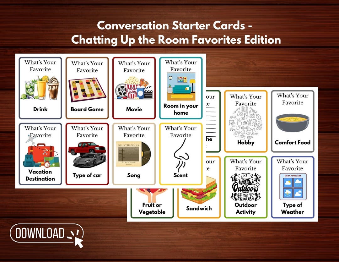 Conversation Starter Cards - Chatting up the Room Favorites Edition ...