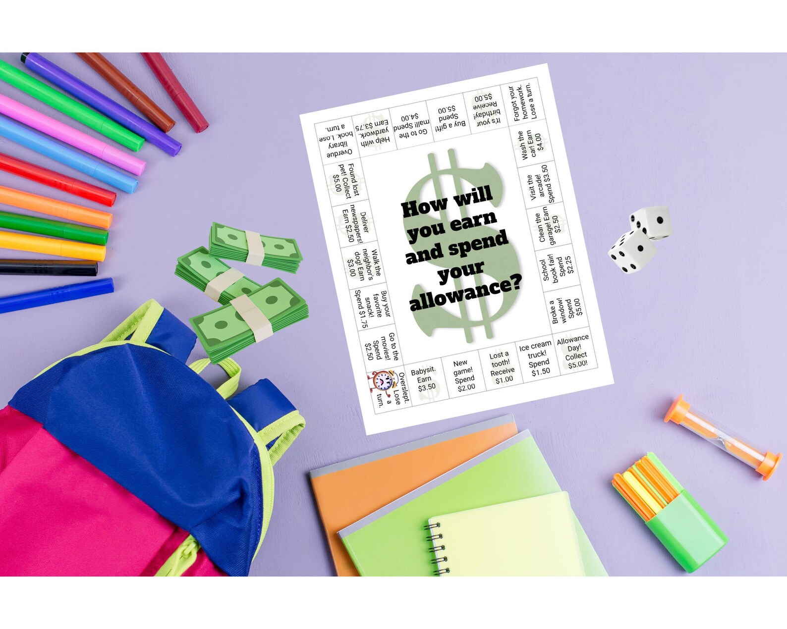 The Allowance Game - Printable File Folder Math Game to Practice Money ...