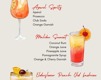Aesthetic Cocktail/ Bar Menu Sign: Weddings, Parties, Corporate Events ...