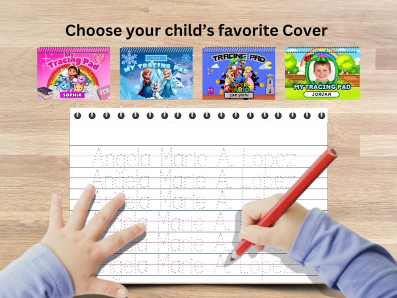Personalized Name Tracing Pad for Kids Editable Handwriting Practice ...