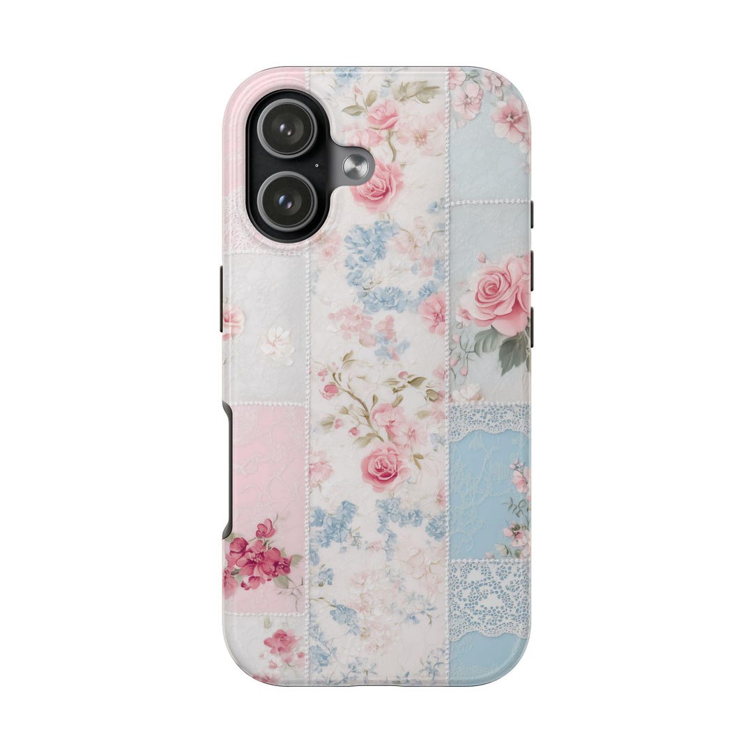FLORAL QUILT Romantic Floral Patchwork Phone Case, Vintage Shabby Chic ...