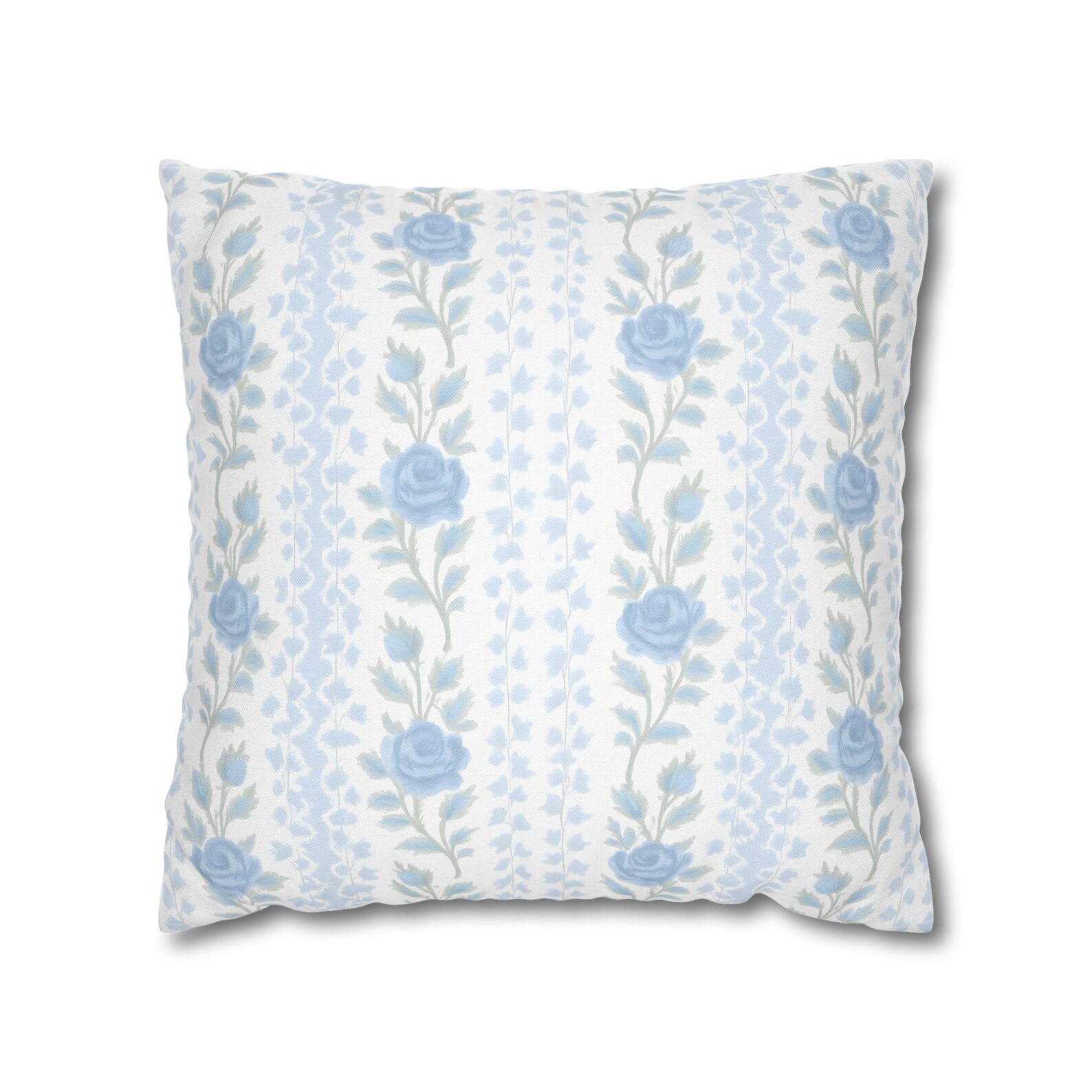 Vintage Blue Rose Throw Pillow Cover, Floral French Feminine ...