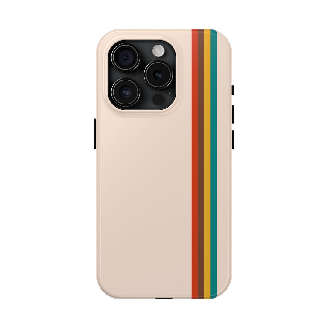 Retro Stripe Phone Case, 70s Vintage iPhone Cover, Colorful Minimalist ...