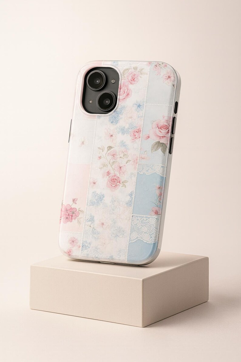 FLORAL QUILT Romantic Floral Patchwork Phone Case, Vintage Shabby Chic ...