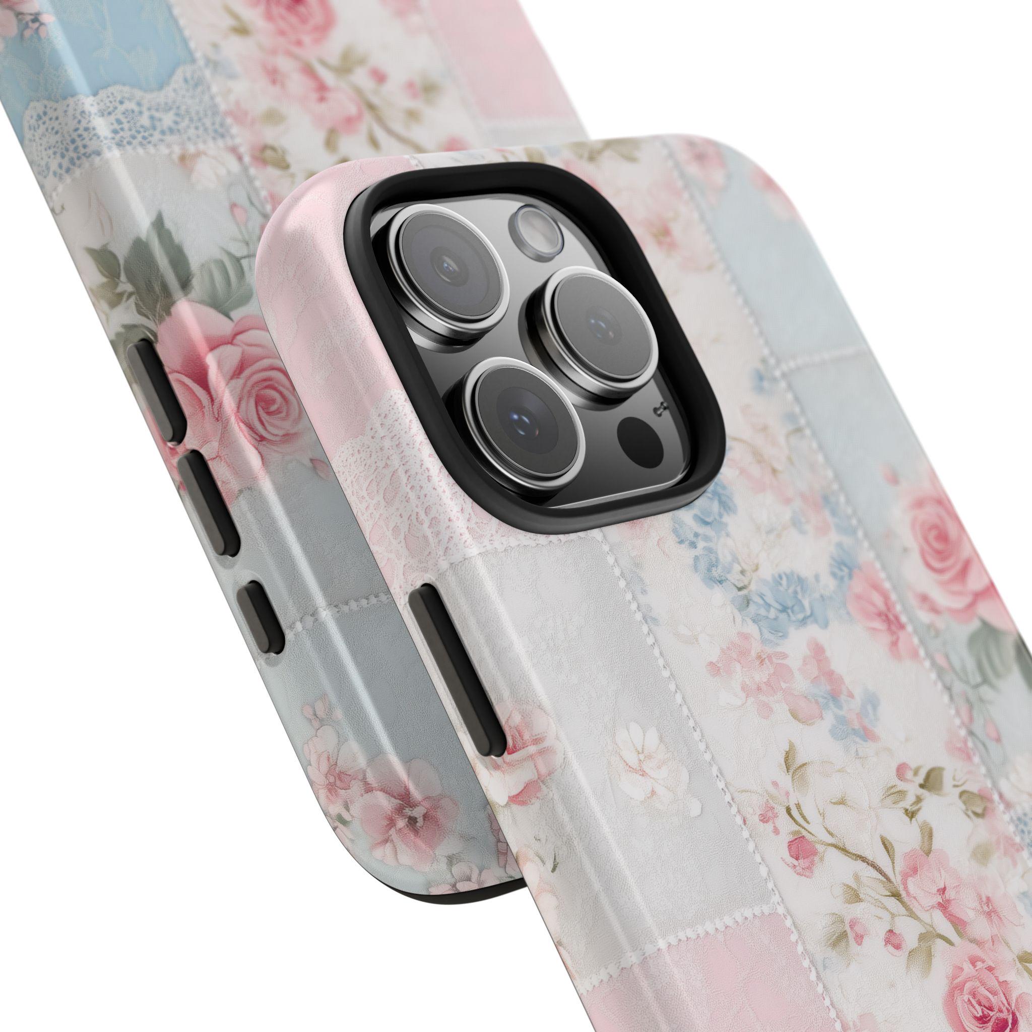 FLORAL QUILT Romantic Floral Patchwork Phone Case, Vintage Shabby Chic ...