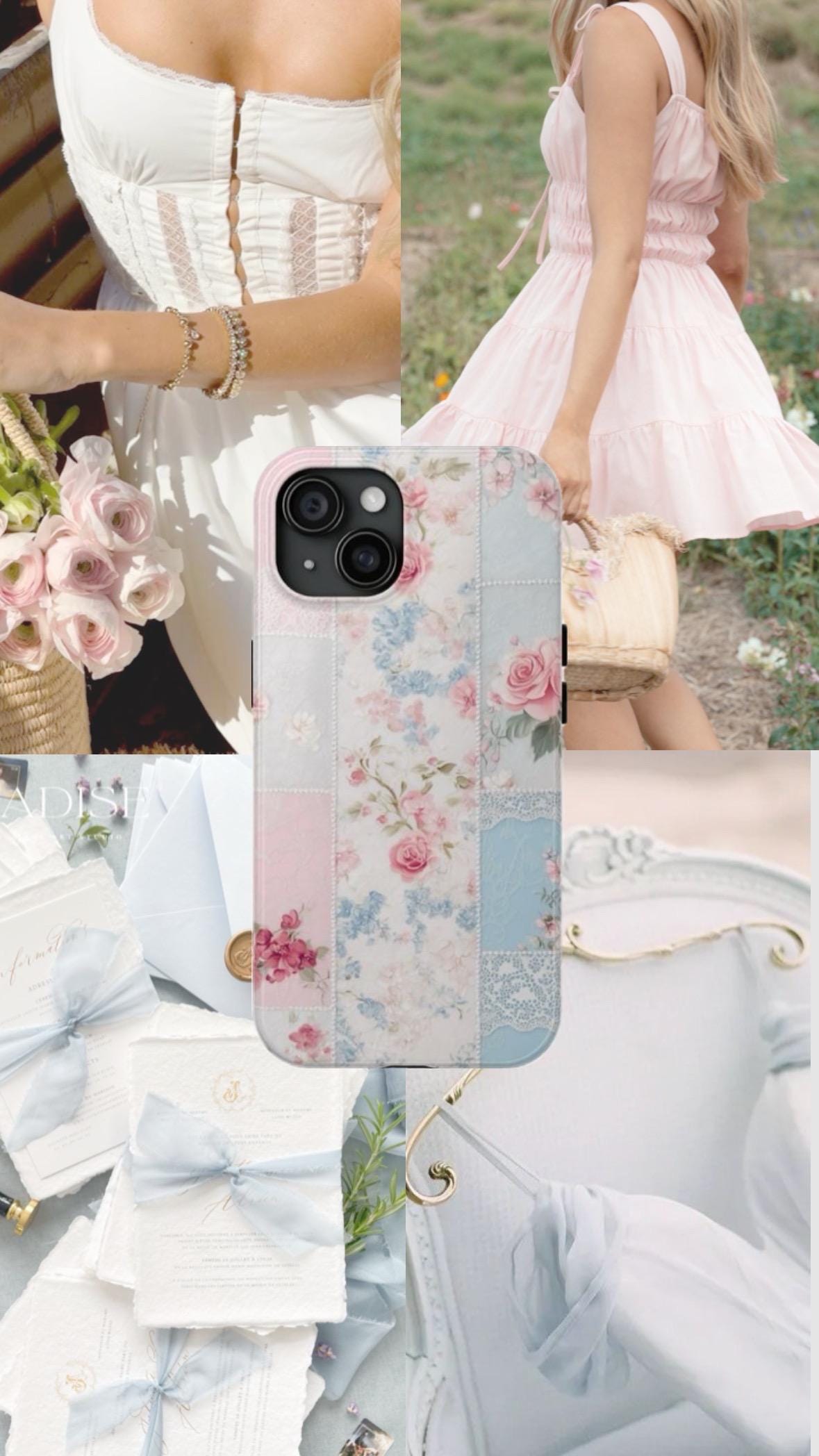 FLORAL QUILT Romantic Floral Patchwork Phone Case, Vintage Shabby Chic ...