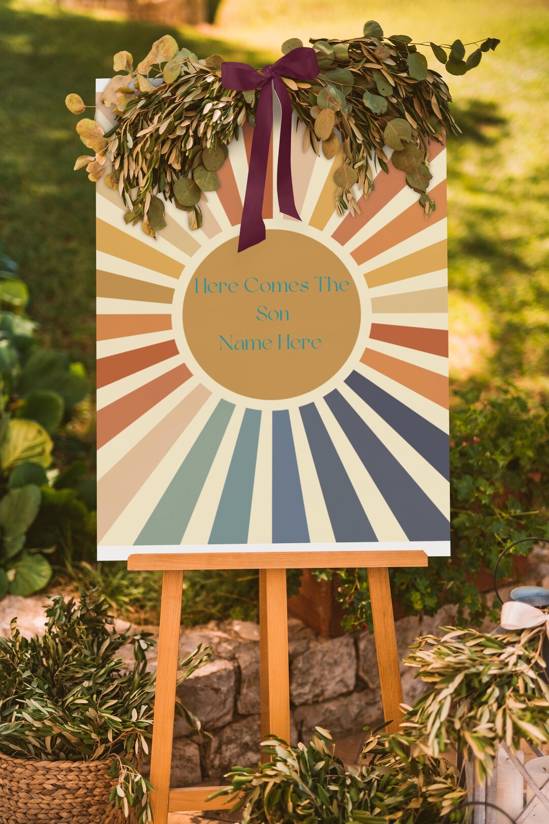 Sun Welcome Sign - Editable - Printable - Boho - Retro - Here Comes the ...