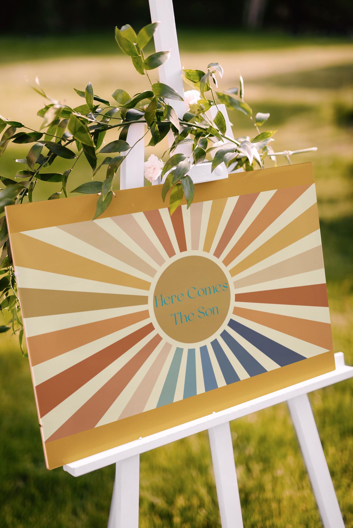 Sun Welcome Sign - Editable - Printable - Boho - Retro - Here Comes the ...