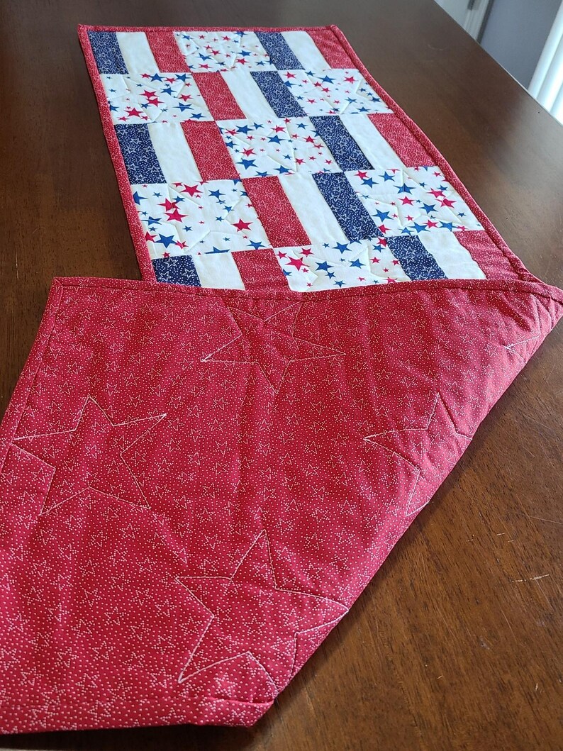 Red, White and Blue Stars Table Runner - Etsy