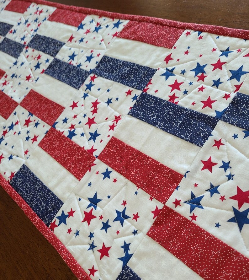 Red, White and Blue Stars Table Runner - Etsy