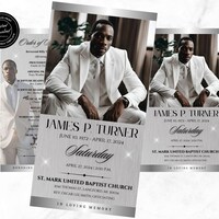 Elegant Brown Funeral Program Template: Yellow Cloud Design (digital ...