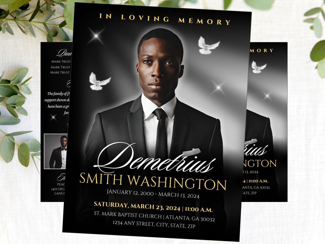 Classic Funeral Program Template: 8-page Memorial, Celebration of Life ...