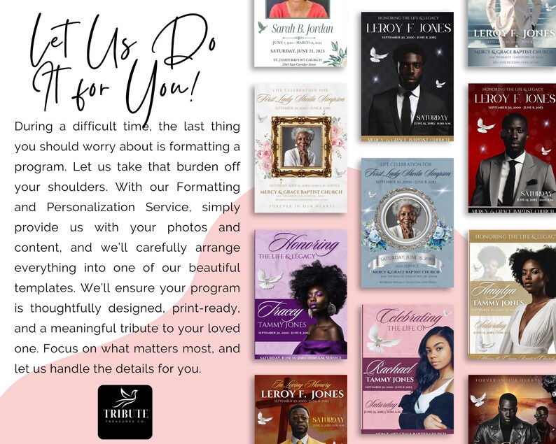 Personalized Funeral Program: Editing & Formatting Service (4-page) - Etsy