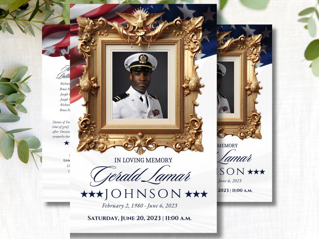 Military Funeral Program Template: Patriotic Celebration of Life (canva ...