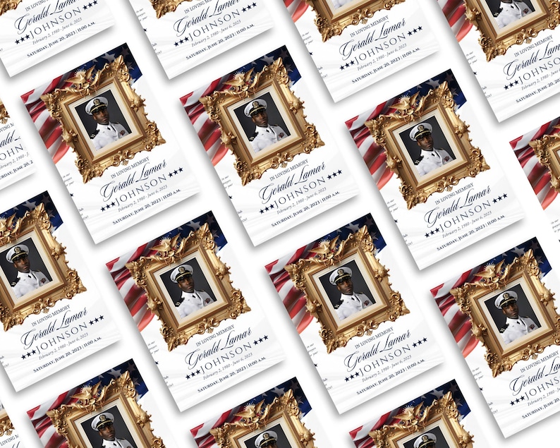Military Funeral Program Template: Patriotic Celebration of Life (canva ...