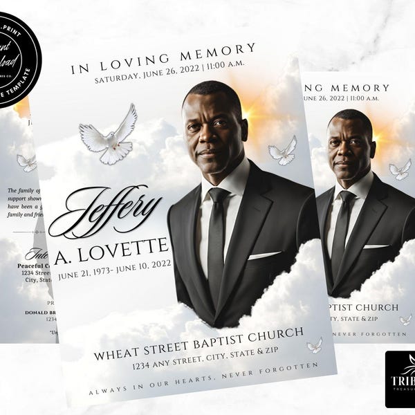 Obituary Template Black and White - Etsy