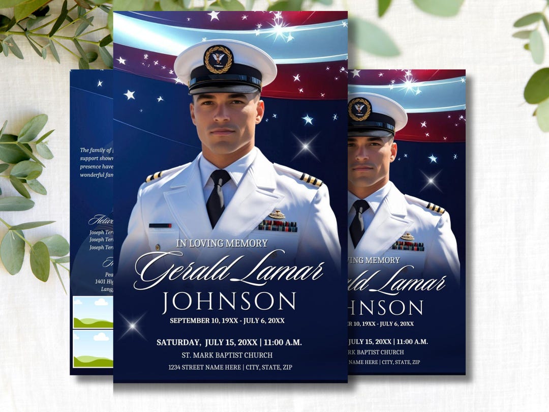 Military Veteran Funeral Program Template: Patriotic Celebration of ...