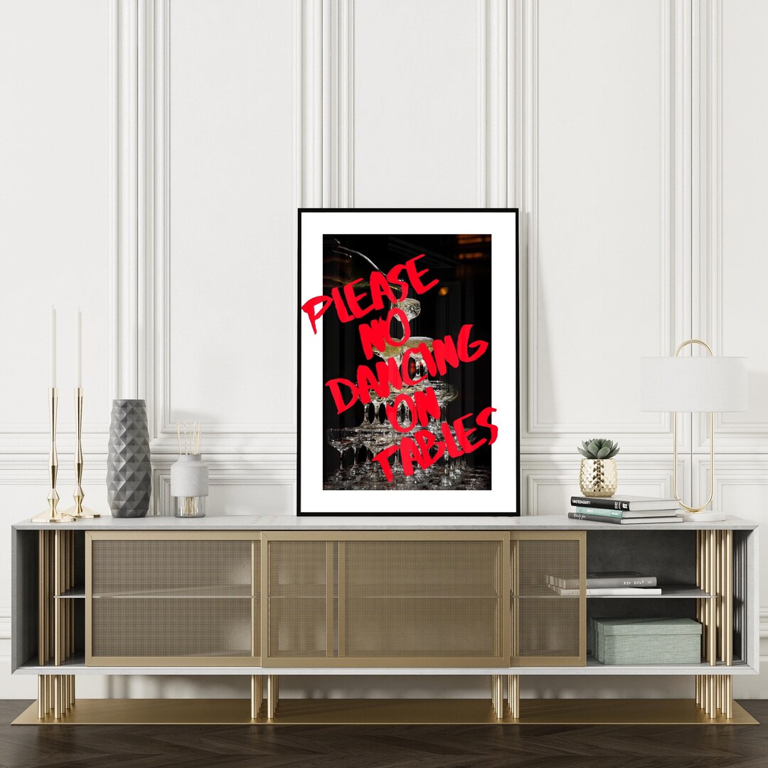Please No Dancing on Tables - Digital Print Wall Art Red Digital ...