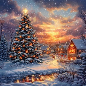 Christmas Cottage Clipart Set Printable Watercolor Art for Cards ...