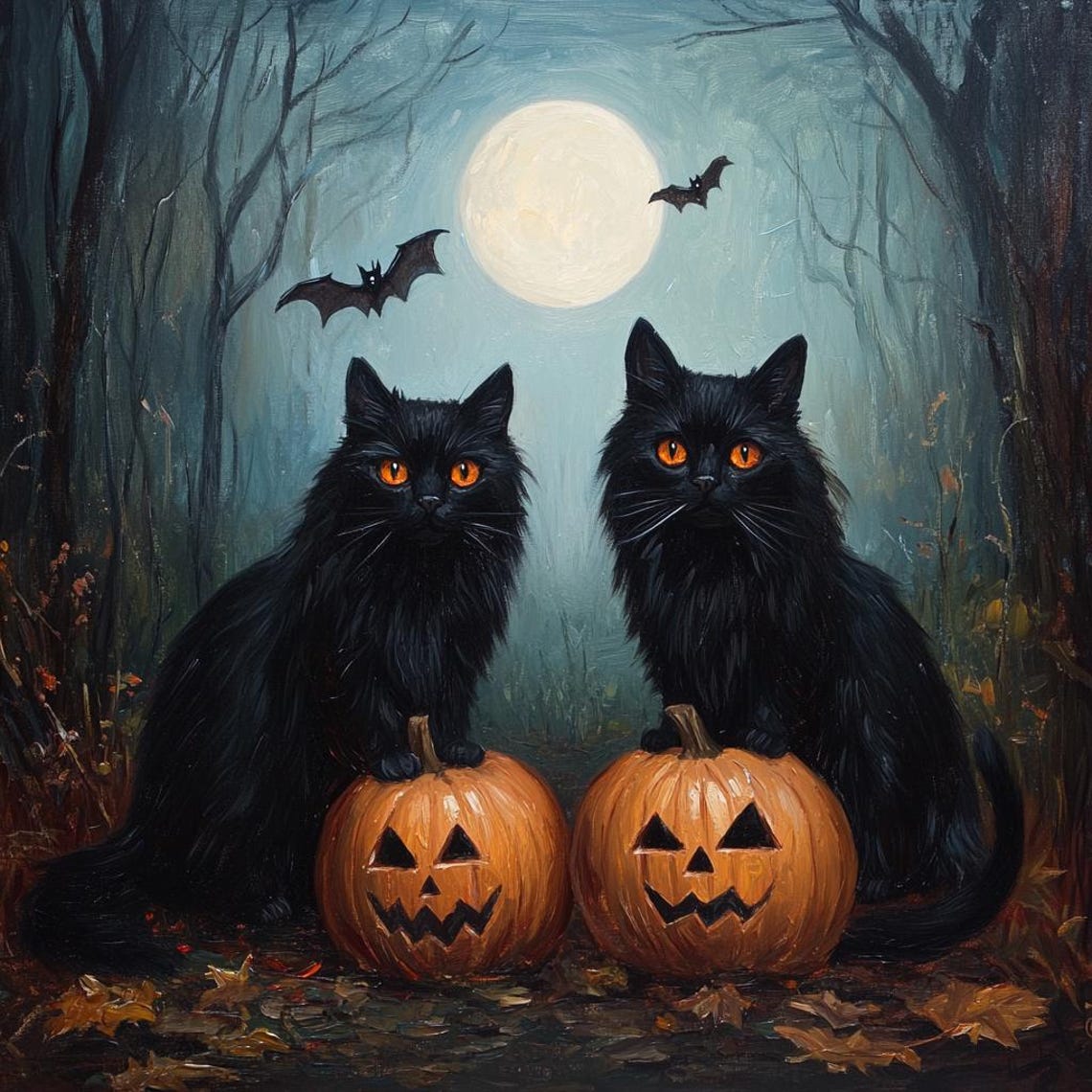 Spooky Black Cat Printable Wall Art Halloween Nursery Decor Download - Etsy
