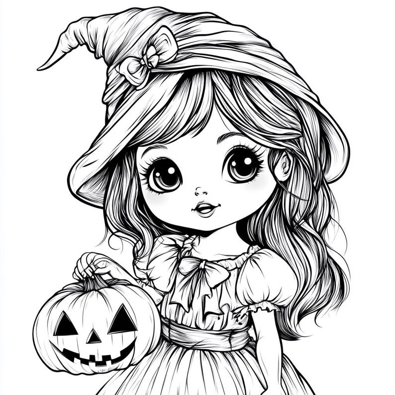 Bold and Fun Halloween Coloring Pages for Adults Kawaii Designs, Easy ...