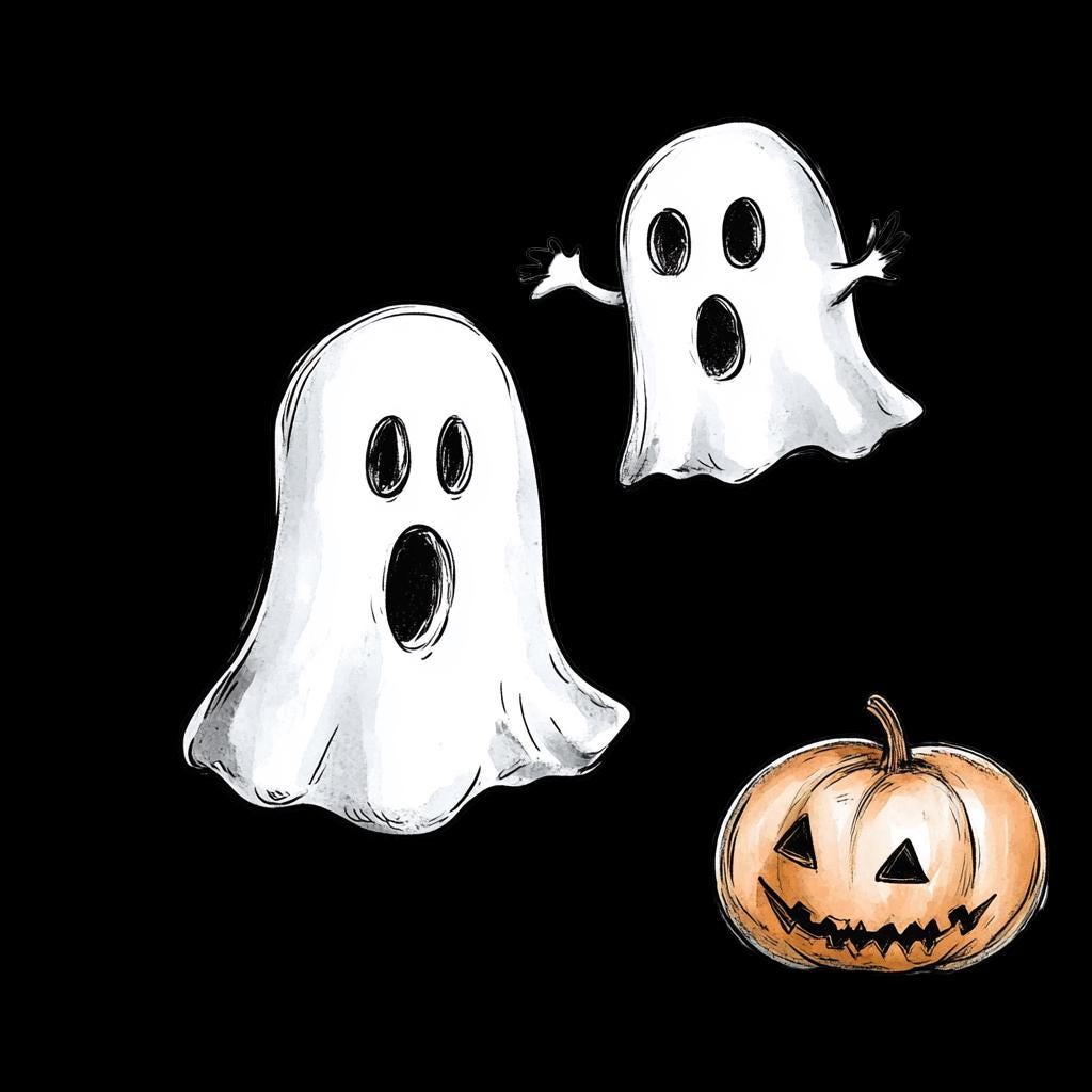 Enchanted Halloween Ghost Clipart Bundle Watercolor Spirits Digital ...