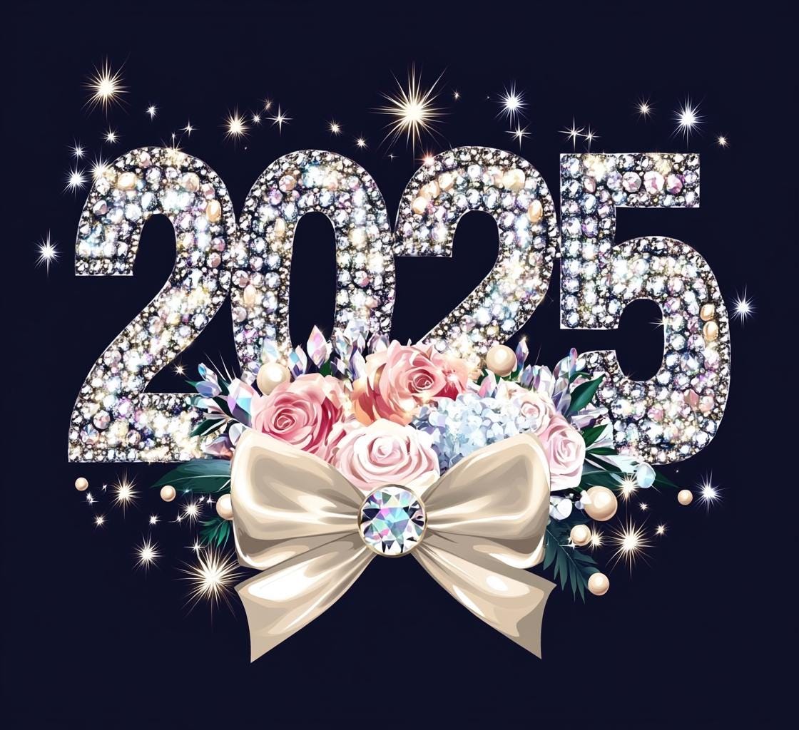 2025 New Year Watercolor Glitter Clipart Bundle Digital Party Supplies ...