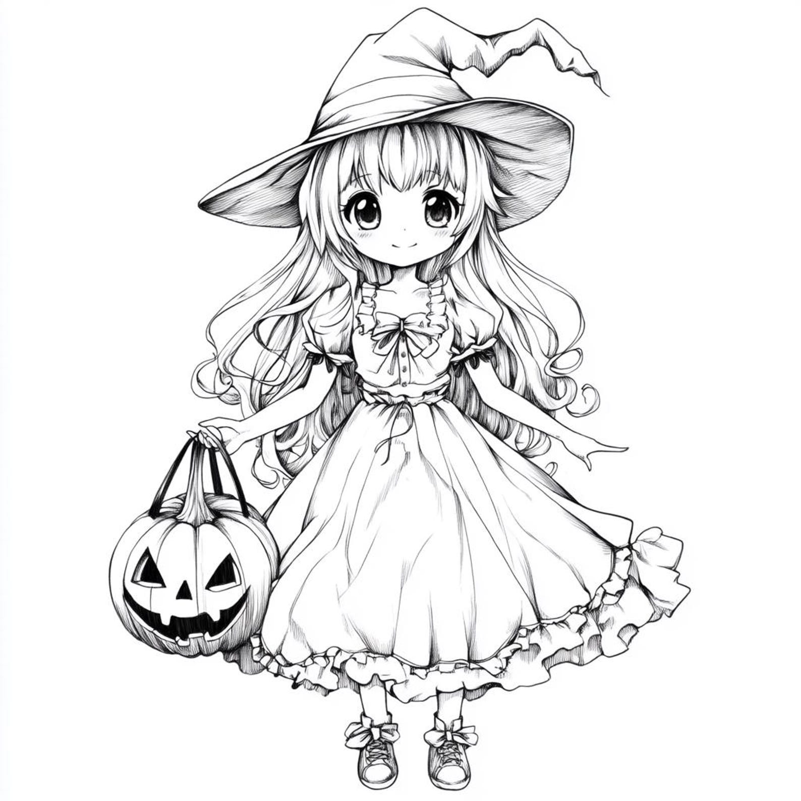 Bold and Fun Halloween Coloring Pages for Adults Kawaii Designs, Easy ...
