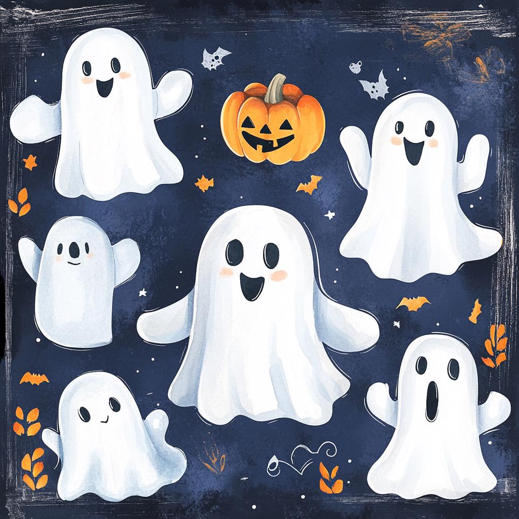 Enchanted Halloween Ghost Clipart Bundle Watercolor Spirits Digital ...