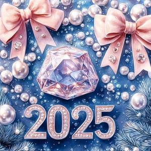 2025 New Year Watercolor Glitter Clipart Bundle Digital Party Supplies ...