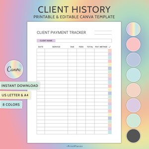 Payment Tracker PDF Printable Client Payment Log Editable Payment ...