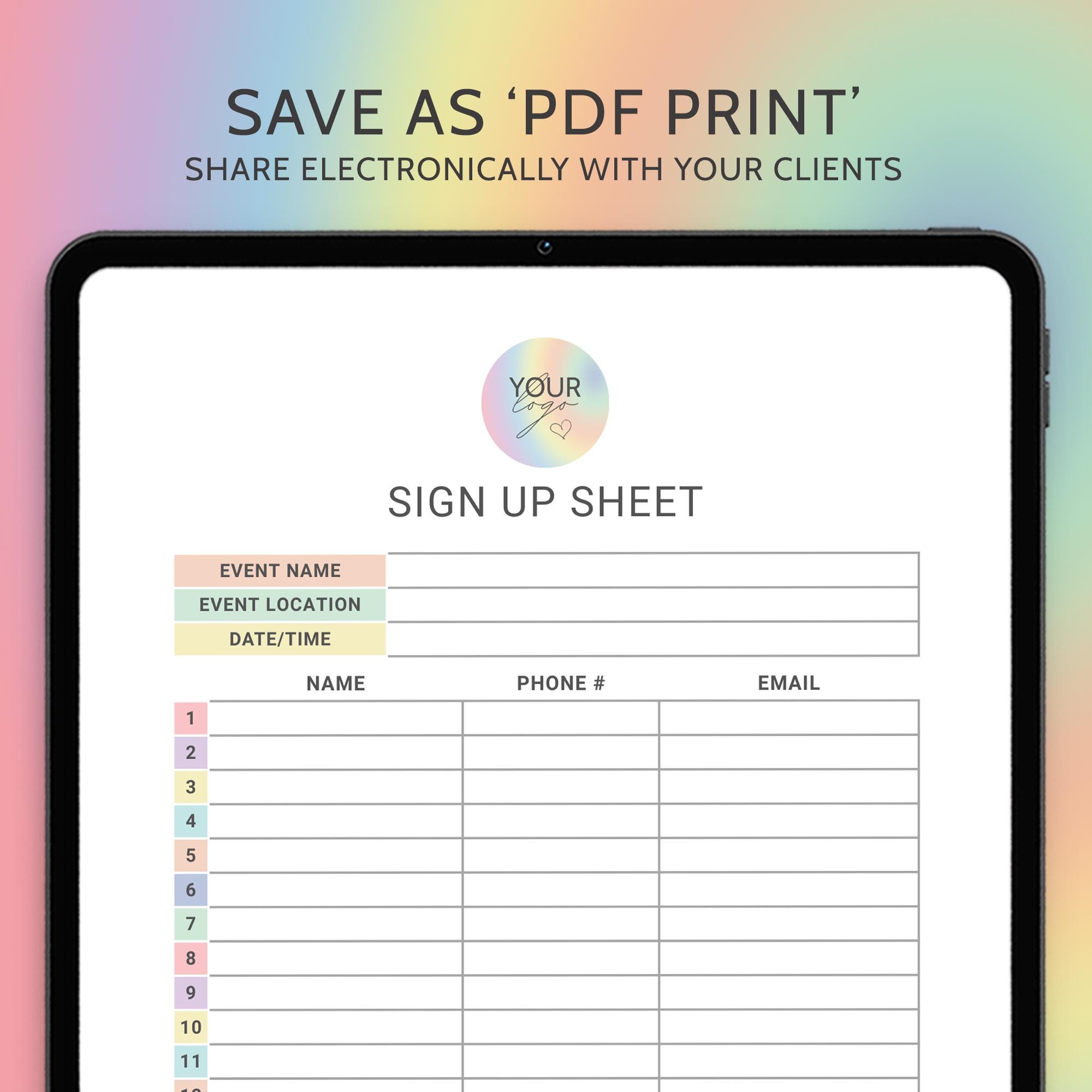 Sign up Sheet Template Canva Editable Signup Sheet Printable Sign up ...