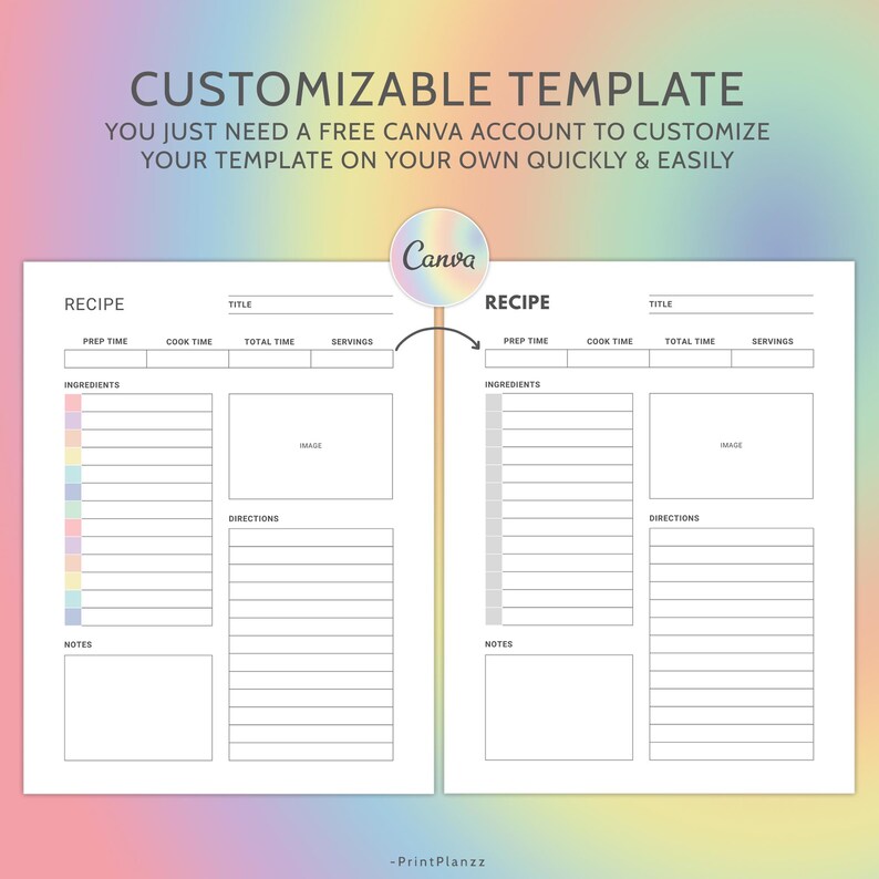 Recipe Template Printable Recipe Book Template Printable Blank Recipe ...