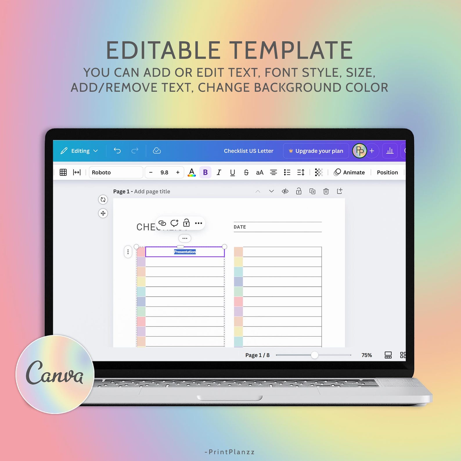 Blank Checklist Printable PDF Blank to Do List Editable Canva ...