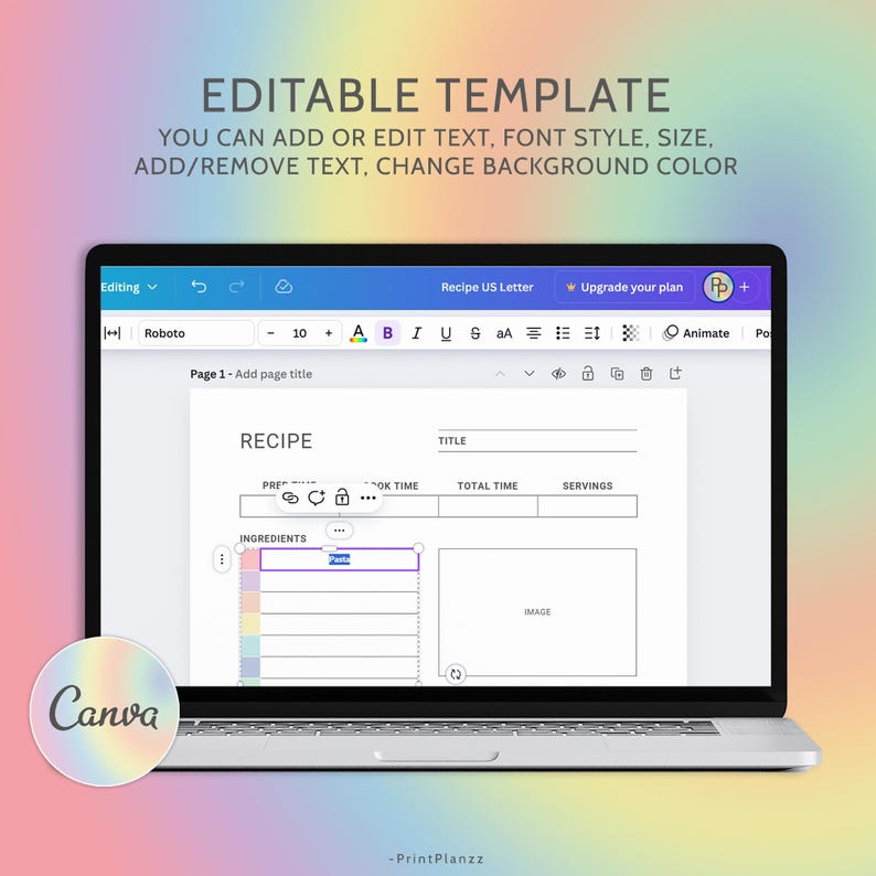 Recipe Template Printable Recipe Book Template Printable Blank Recipe ...