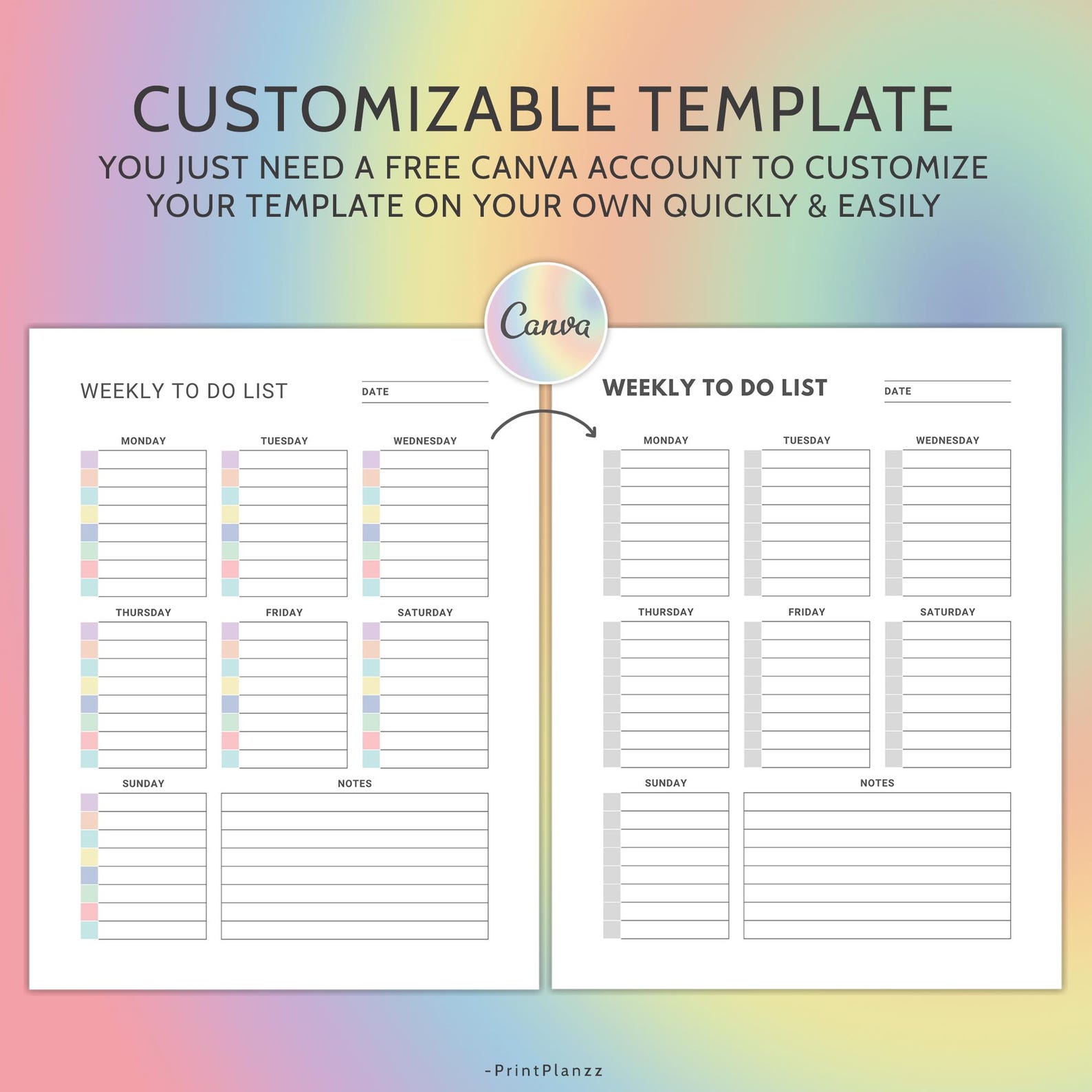 Weekly to Do List Printable Weekly Task List Template Weekly Planner ...