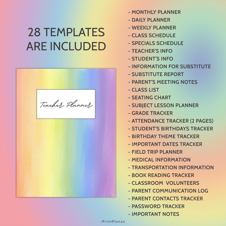 Teacher Planner Printable Undated Teaching Binder Lesson Planner ...