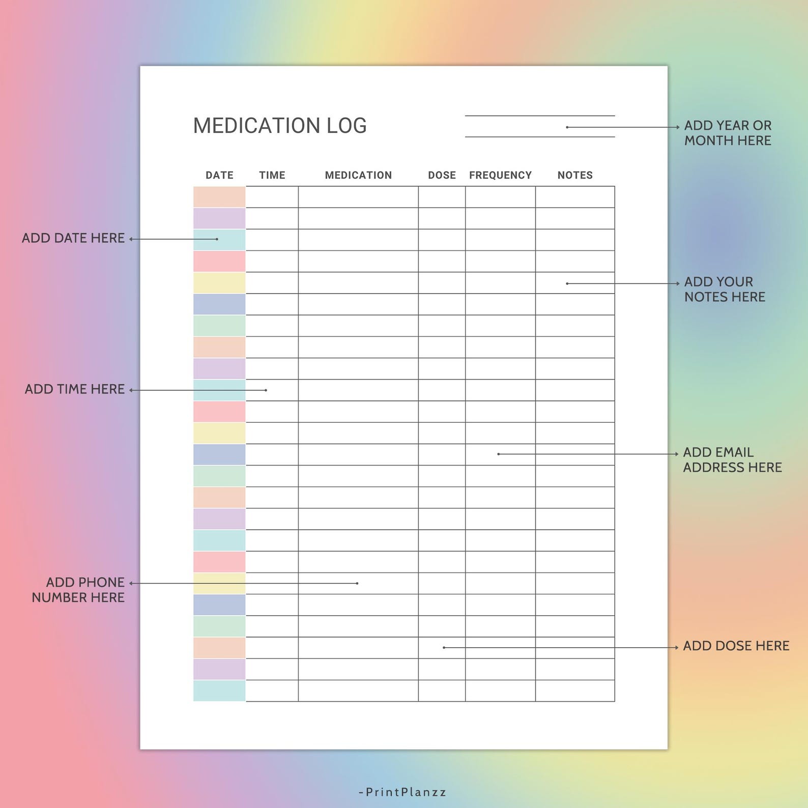 Medication Log Printable Daily Medication Tracker Medication Intake ...