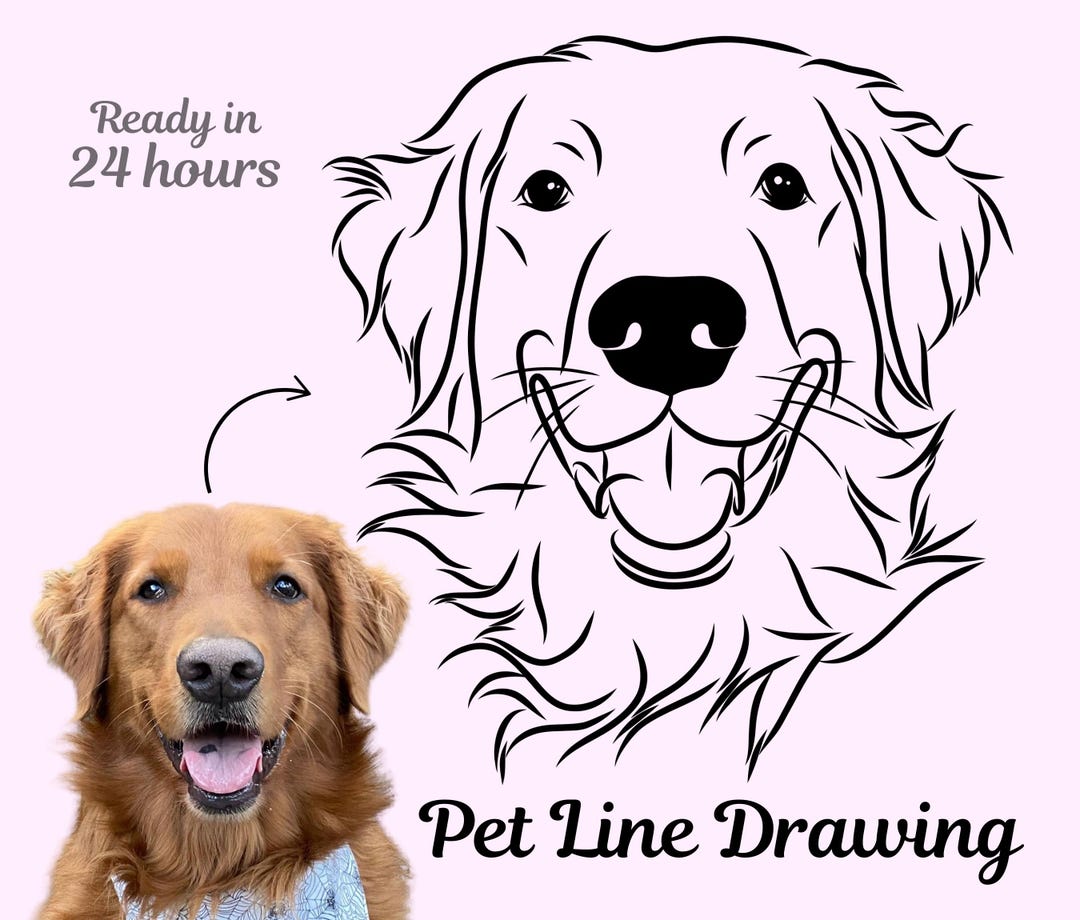 Custom Pet Line Drawing From Photo Dog Line Drawing Pet Outline Tattoo ...