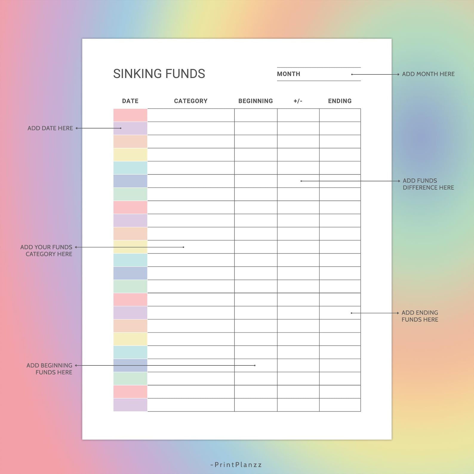 Sinking Funds Tracker Printable Sinking Funds Tracker Template Monthly ...