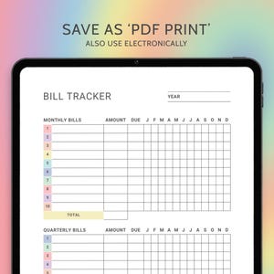 Bill Payment Tracker Printable Bill Tracker Bill Organizer & Checklist ...
