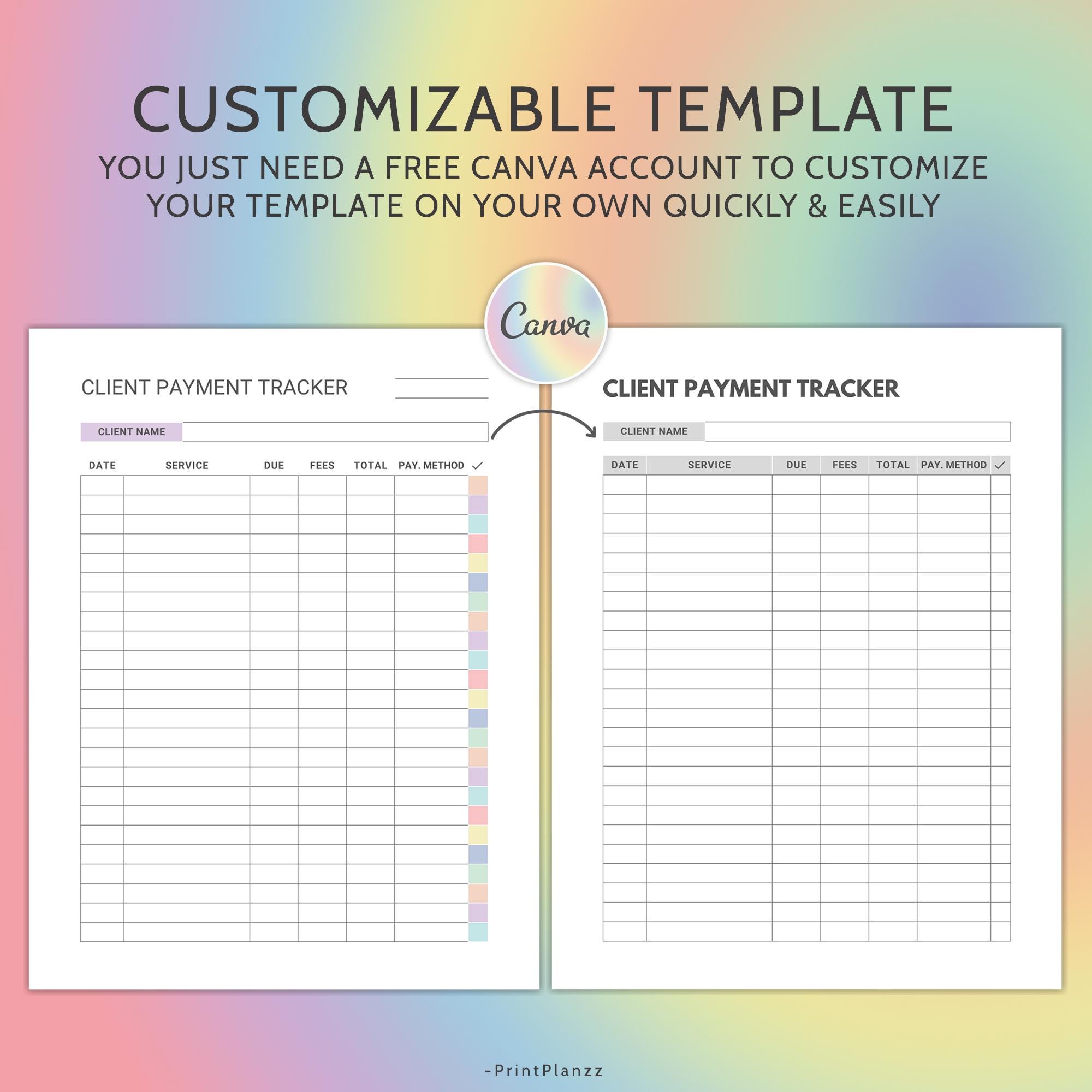 Payment Tracker PDF Printable Client Payment Log Editable Payment ...