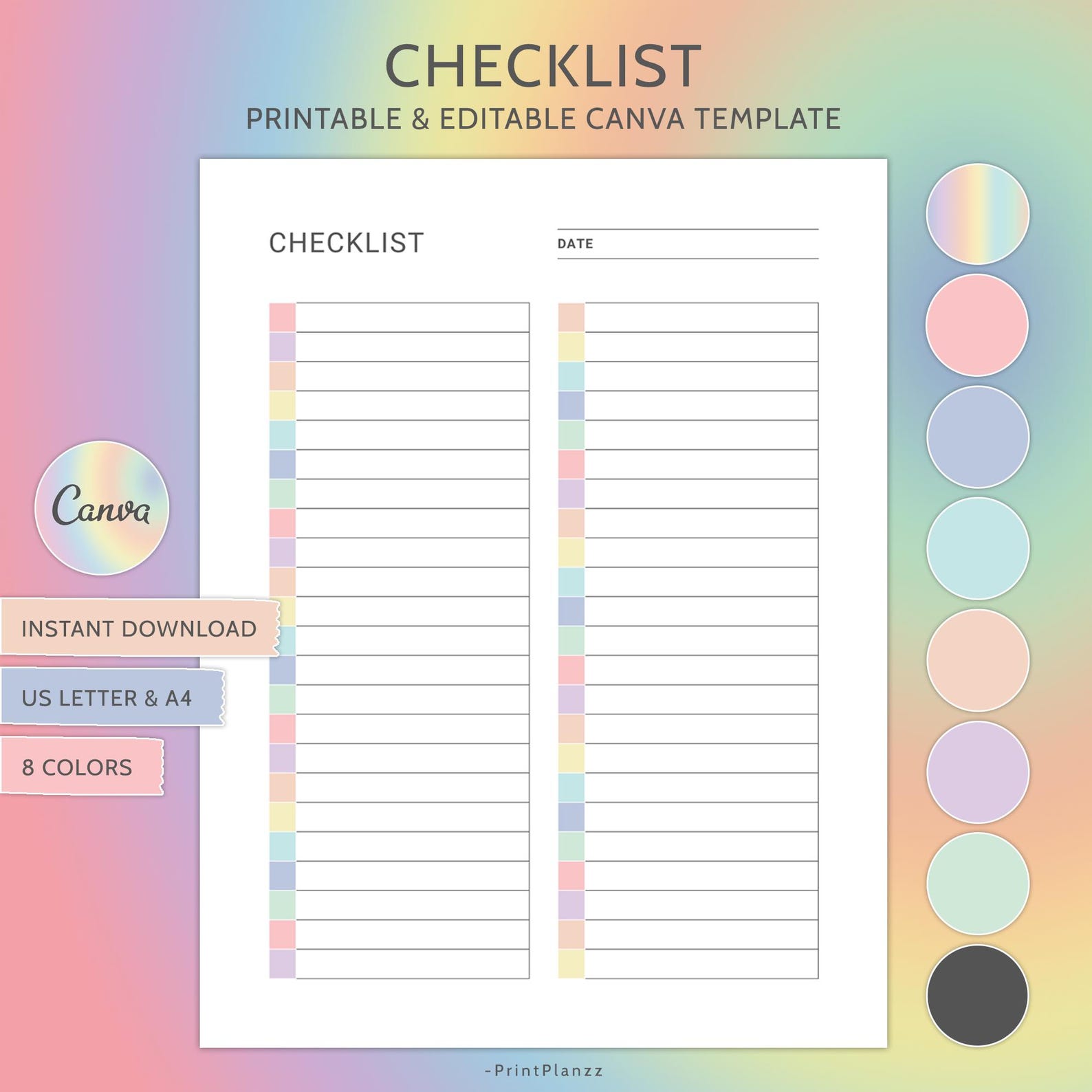 Blank Checklist Printable PDF Blank to Do List Editable Canva ...