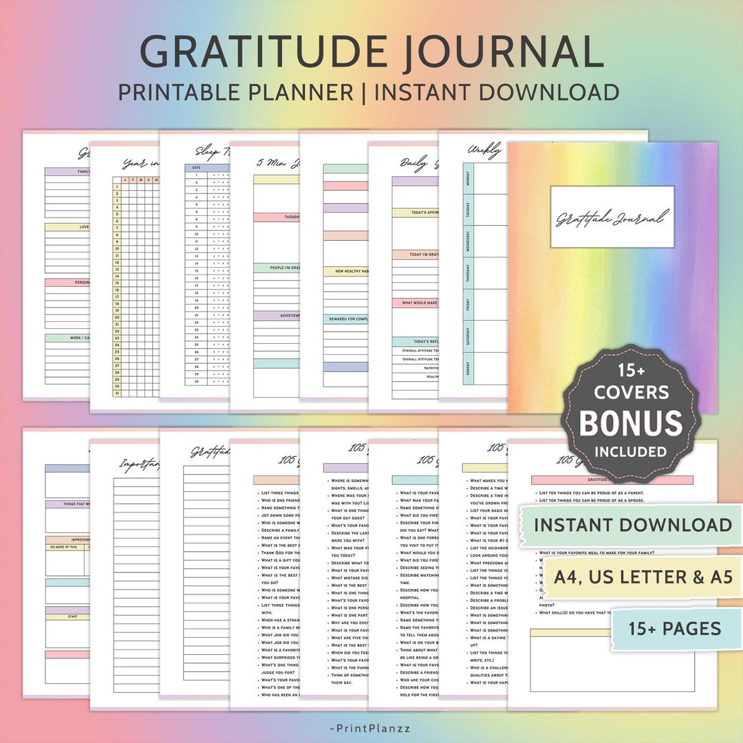 Gratitude Journal Printable Bundle Daily Gratitude Journal PDF ...