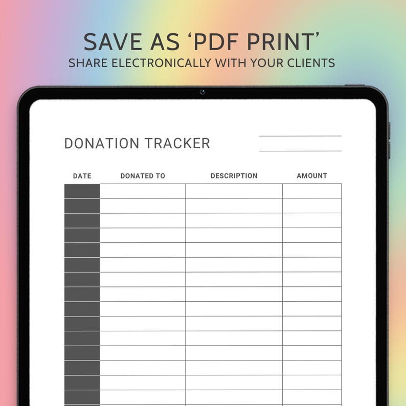 Donation Tracker Printable Tithe Tracker Charitable Donation Financial Planner Donation Log ...